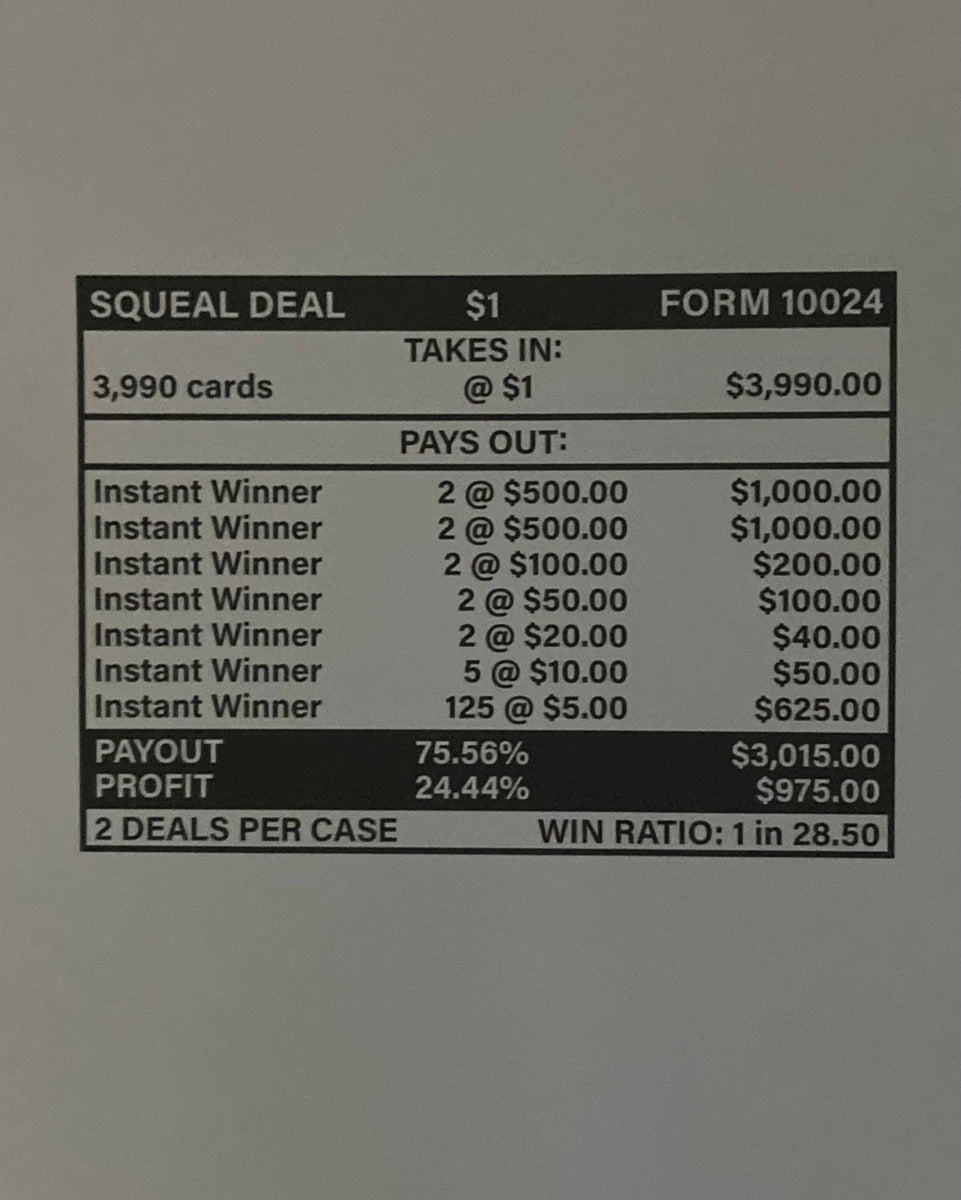 Y - Instant Pull Tab Tickets - 3990 Count - Squeal Deal – Lucky Duck ...