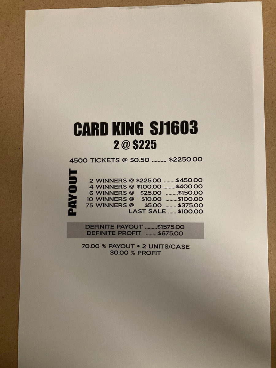 Y - Instant Pull Tab Tickets - 4500 Count - Card King - Last Sale (.50 ...