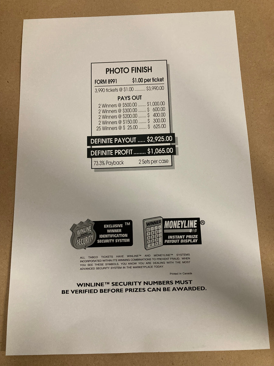 Y - Instant Pull Tab Tickets - 3990 Count - Photo Finish – Lucky Duck ...