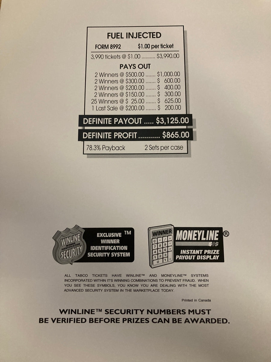 Y - Instant Pull Tab Tickets - 3990 Count - Fuel Injected (Last Sale ...