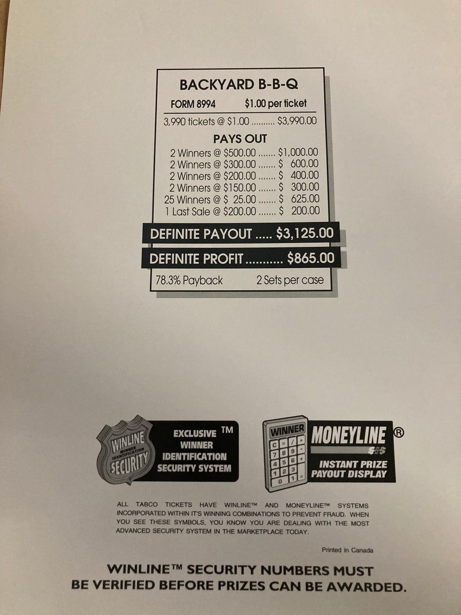 Y - Instant Pull Tab Tickets - 3990 Count - Backyard BBQ Last Sale ...