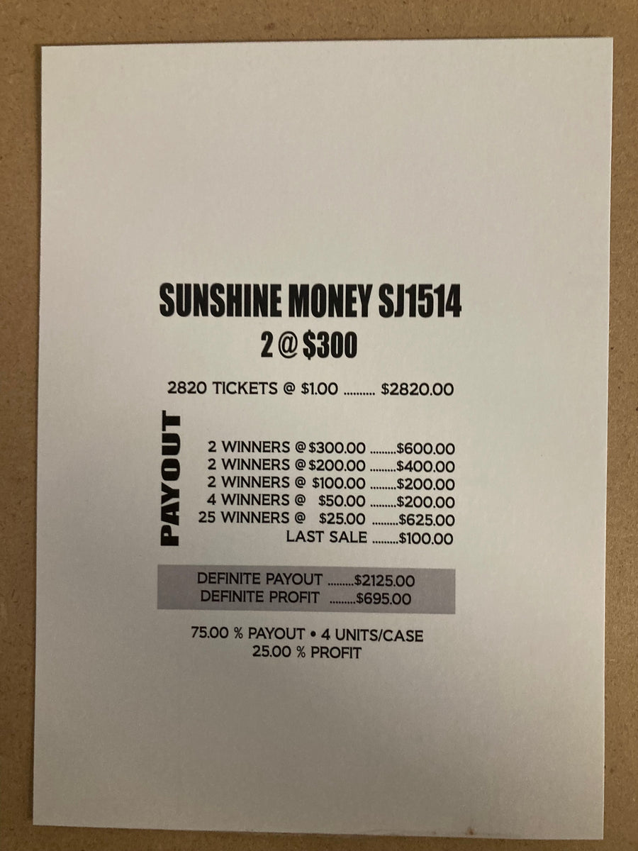 Y - Instant Pull Tab Tickets - 2820 Count - Sunshine Money (Last Sale ...