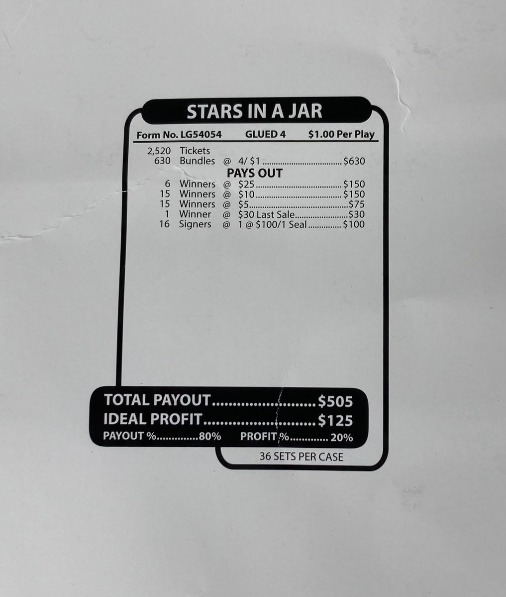 Y - Jar/Paper Pull Tab Tickets - 2520 Count Stars in a Jar *In Stock ...