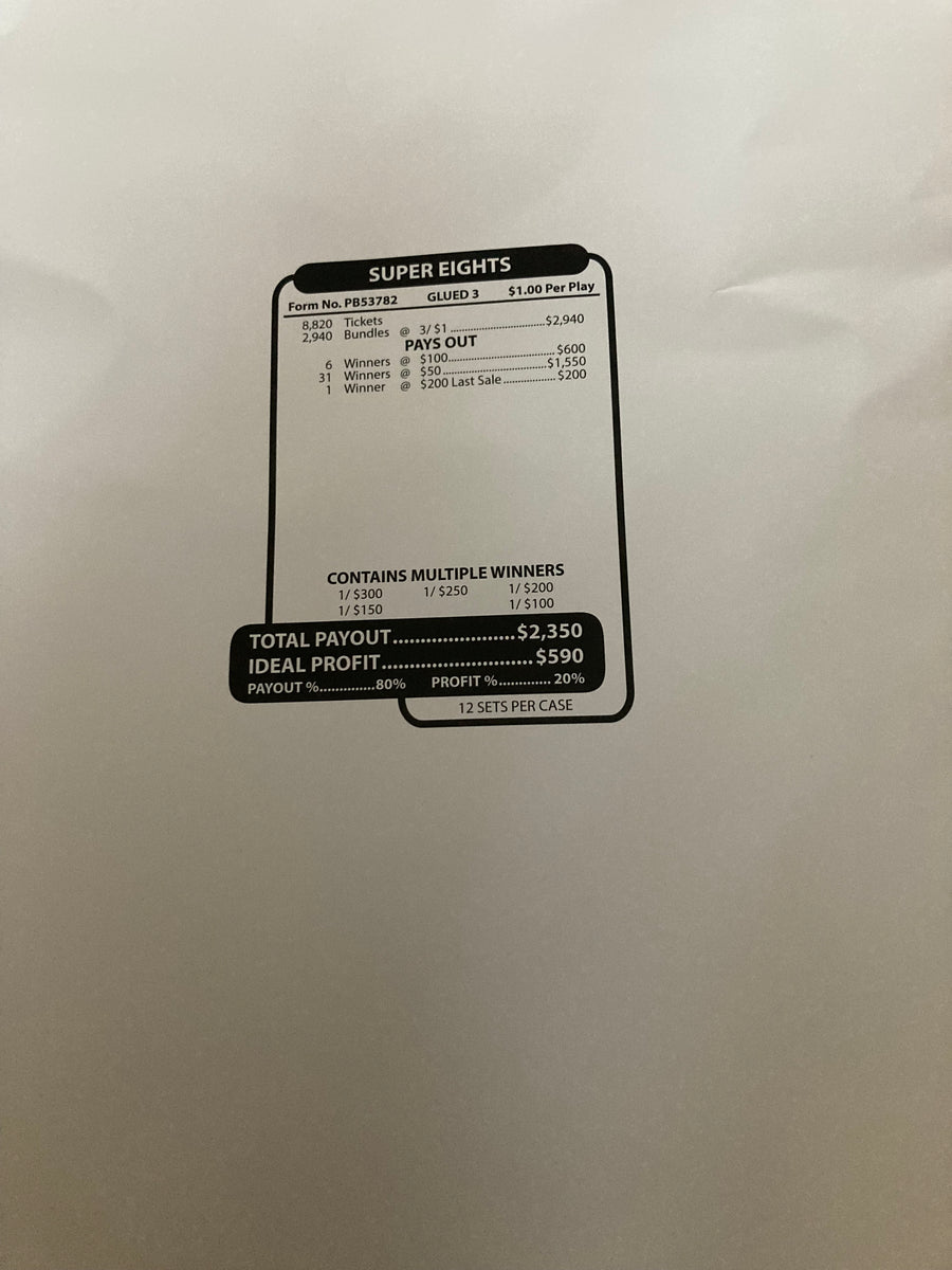 Y - Jar/Paper Pull Tab Tickets - Super Eights - $200 last sale – Lucky ...