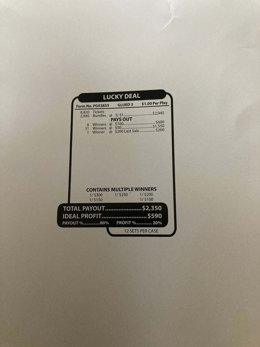 Y - Jar/Paper Pull Tab Tickets - Lucky Deal - $200 last sale – Lucky ...