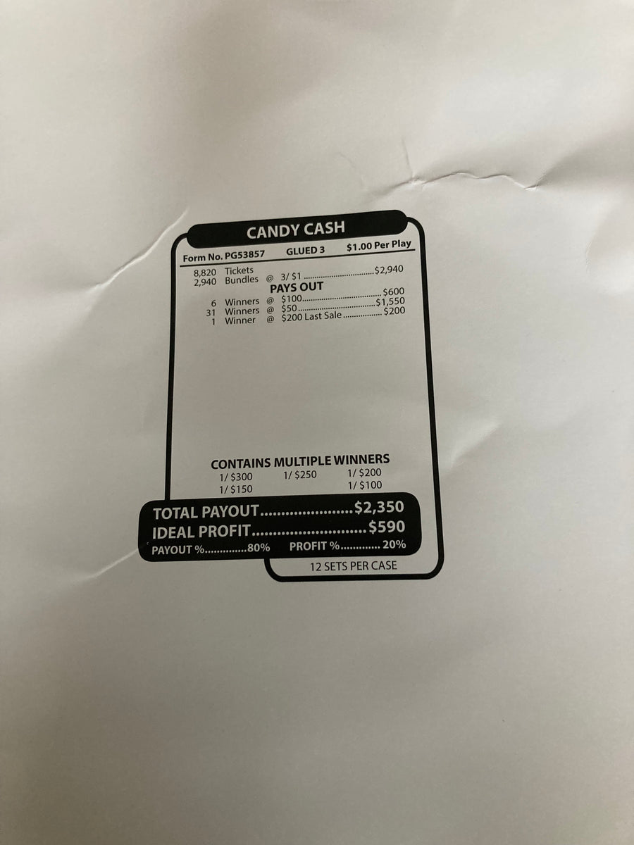 Y - Jar/Paper Pull Tab Tickets - Candy Cash - $200 last sale – Lucky ...