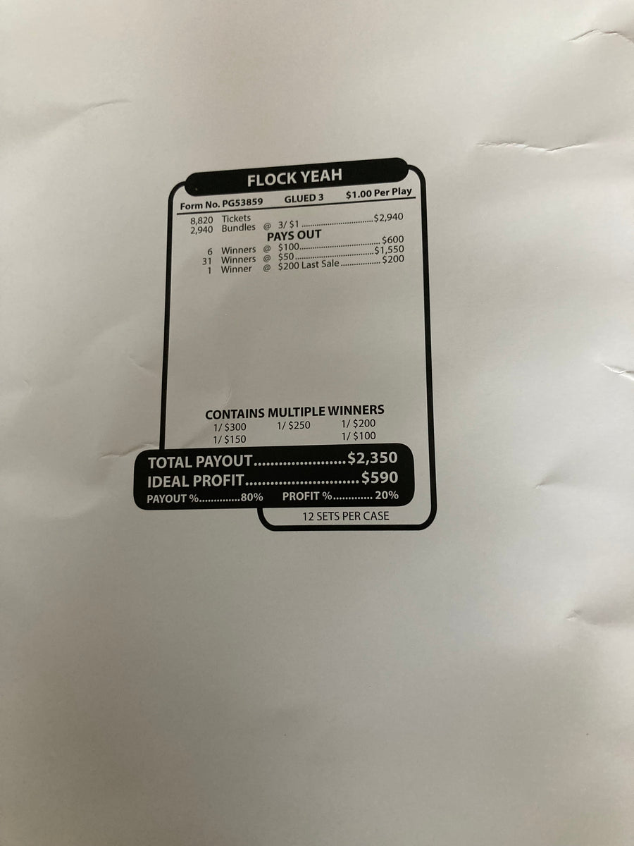 Y - Jar/Paper Pull Tab Tickets - Flock Yeah - $200 last sale – Lucky ...