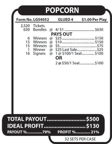 Y - Jar/Paper Pull Tab Tickets - 2520 Popcorn *In Stock – Lucky Duck ...